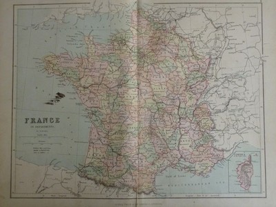 Map of France in Departments (Nr. 8) from Philips' Comprehensive Atlas ...