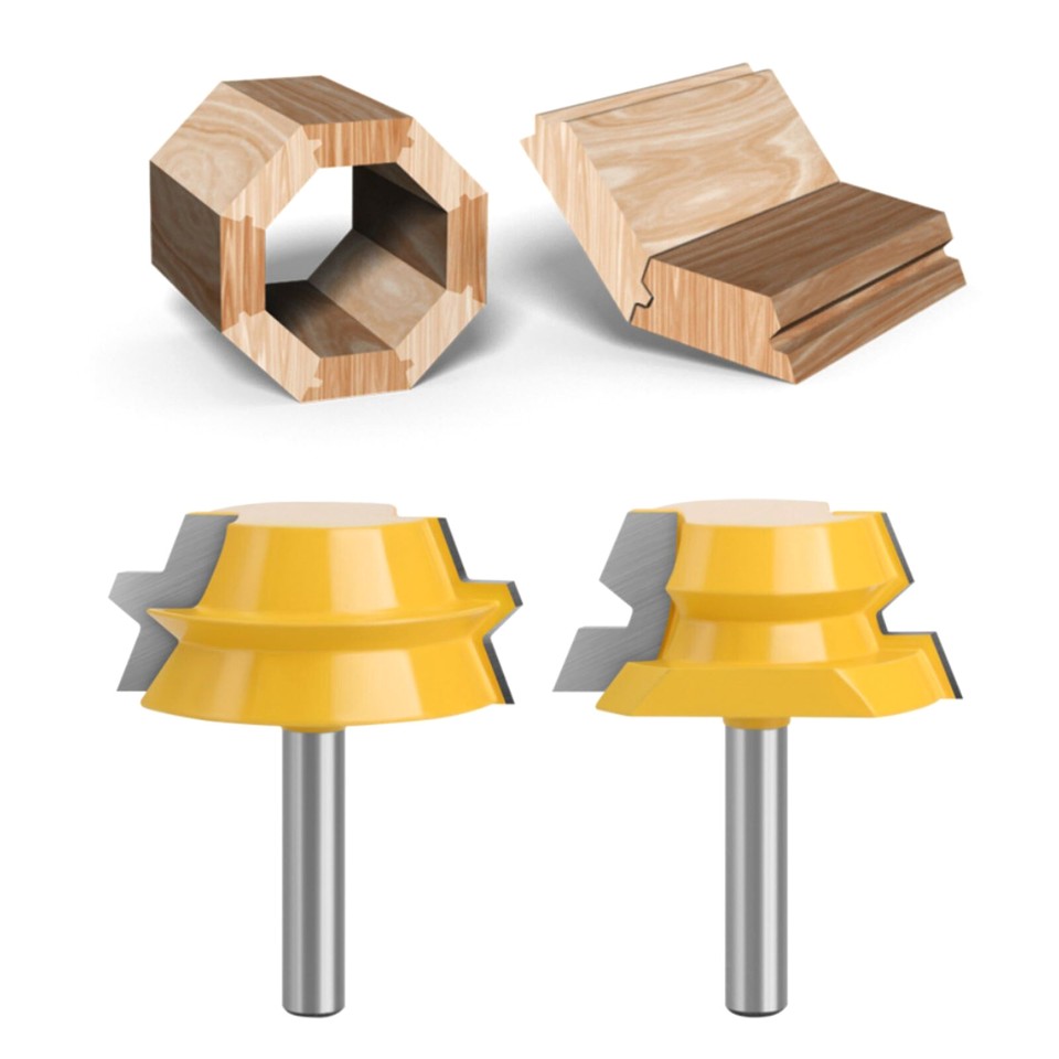 8mm Shank Lock Miter Glue Joinery Router Bit Set Tongue&Groove ...