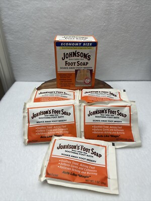Johnsons Foot Soap 5 Packets Soothes Tired Aching Feet Softens Calluses ...