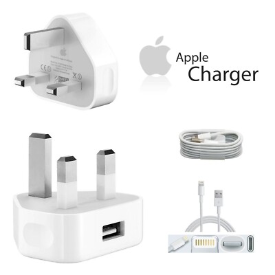 Genuine Apple Charger Plug & Data Cable Apple IPhone 5 6 7 8 X XR 11 12 ...