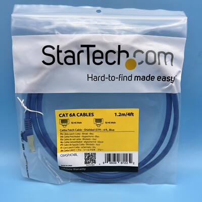 StarTech 4ft Cat6a STP Snagless Shielded Ethernet Patch Cable - Blue | eBay