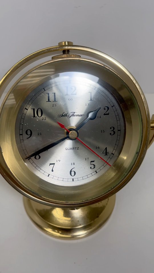 Mid Century Brass Nautical Style Desk Mantel Ship Clock Seth Thomas ...