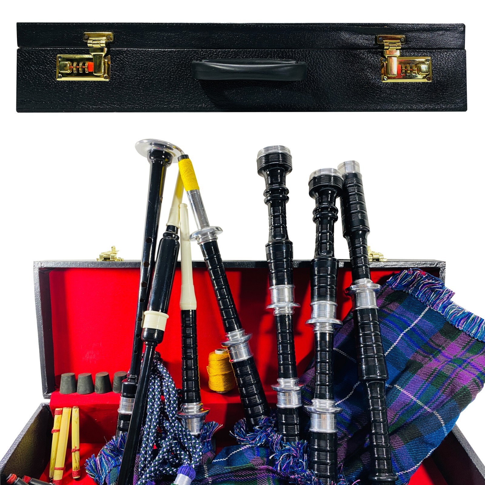 Great Highland Scottish Bagpipes Silver Mounts with Hard Case +Tutor Book | eBay