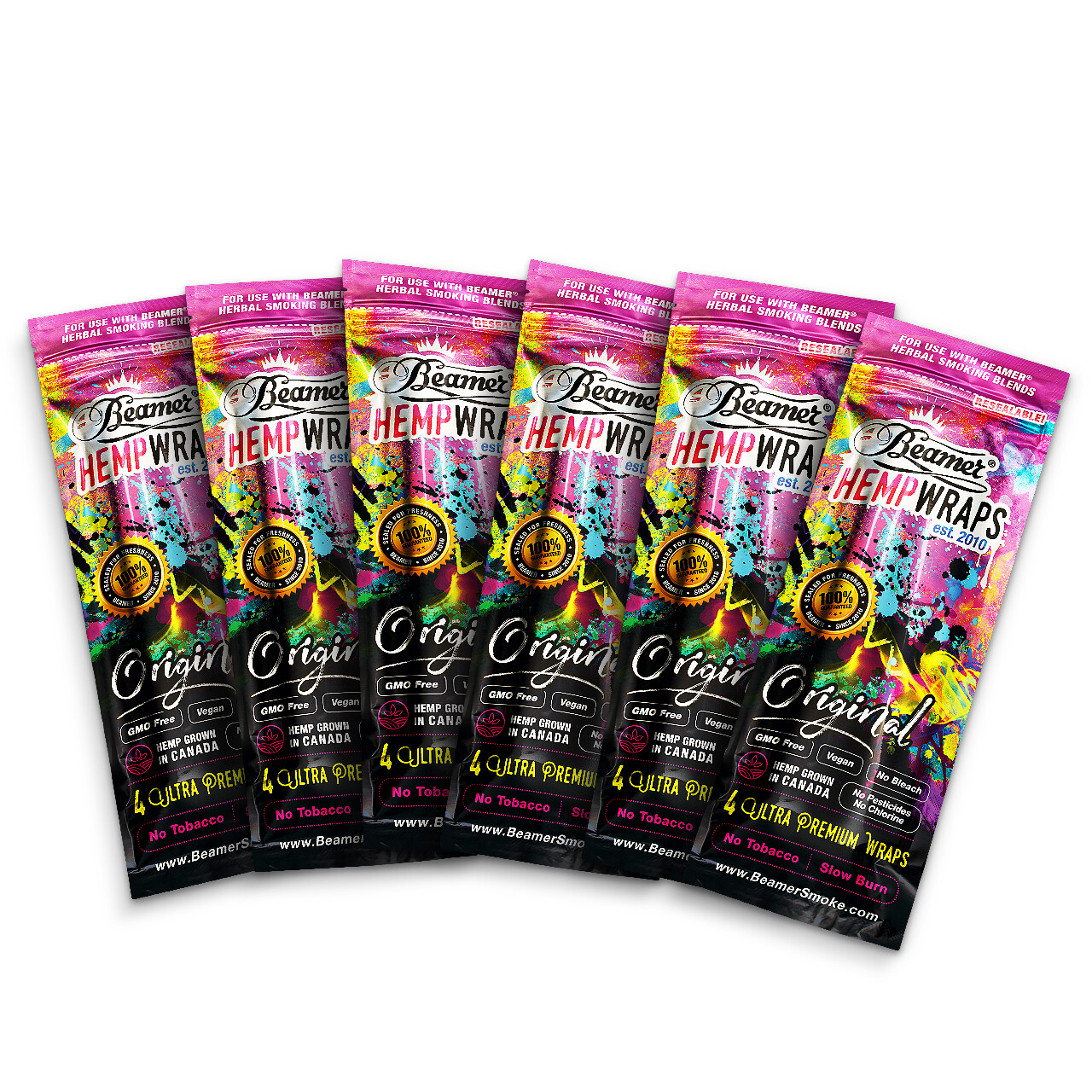 Beamer Original Size Vegan Hemp Wraps - 4 Wraps Per Pack, 6 Packs! | eBay