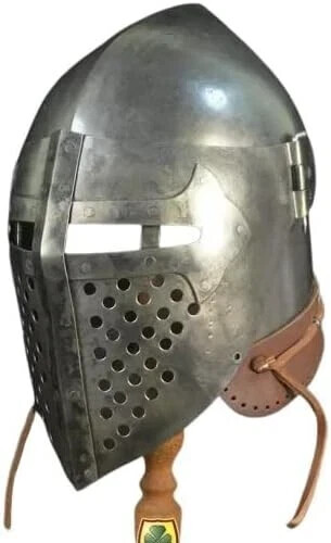 Medieval Helmet Armor Battle 18 Gauge Steel Bassinet Knight Buhurt ...