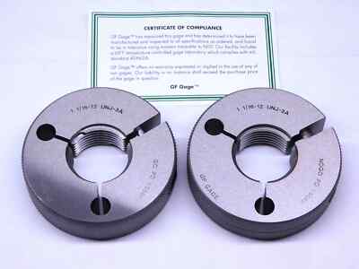 NEW 1 1/16 12 UNJ 3A THREAD RING GAGES 1.0625 GO NO GO P.D.'S = 1.0084 ...