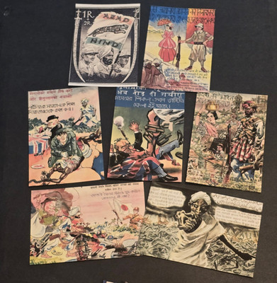 AZAD HIND INDIAN FREE INDIA LEGION PROPAGANDA MILITARY Postcard lot x 7 ...