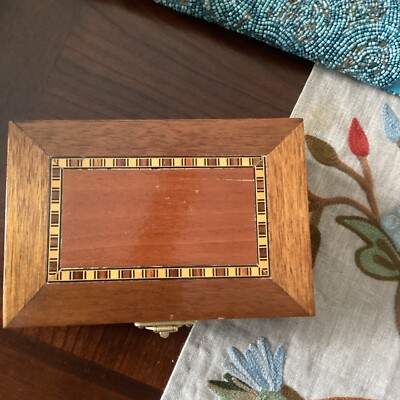 Lovely Wooden Trinket / Stash box with Checkerboard inlay on top Brass ...