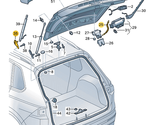 VW TIGUAN AD1 Rear Left Trunk Unit Gas Strut Bracket 5NA827427 NEW ...