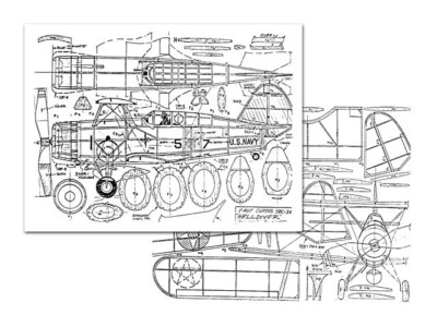 Curtiss SBC-3 Helldiver 13" Wingspan RC Model Airplane Printed Plans ...