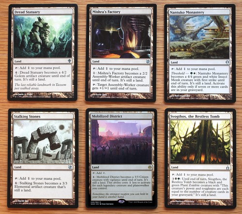 Set of 6 Colorless Manlands Man Lands *NM* Creature Lands (English ...