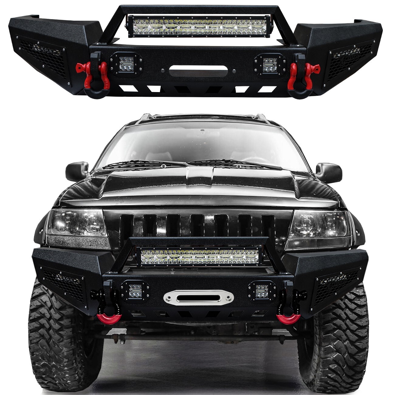 Vijay For 1999-2004 2nd Gen Grand Cherokee WJ Front Bumper with LED ...