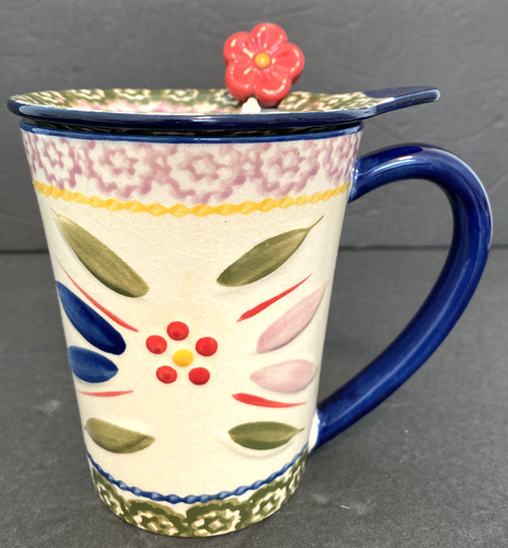 Temptations Old World Confetti Mug with Lid and Spoon Blue Handle | eBay