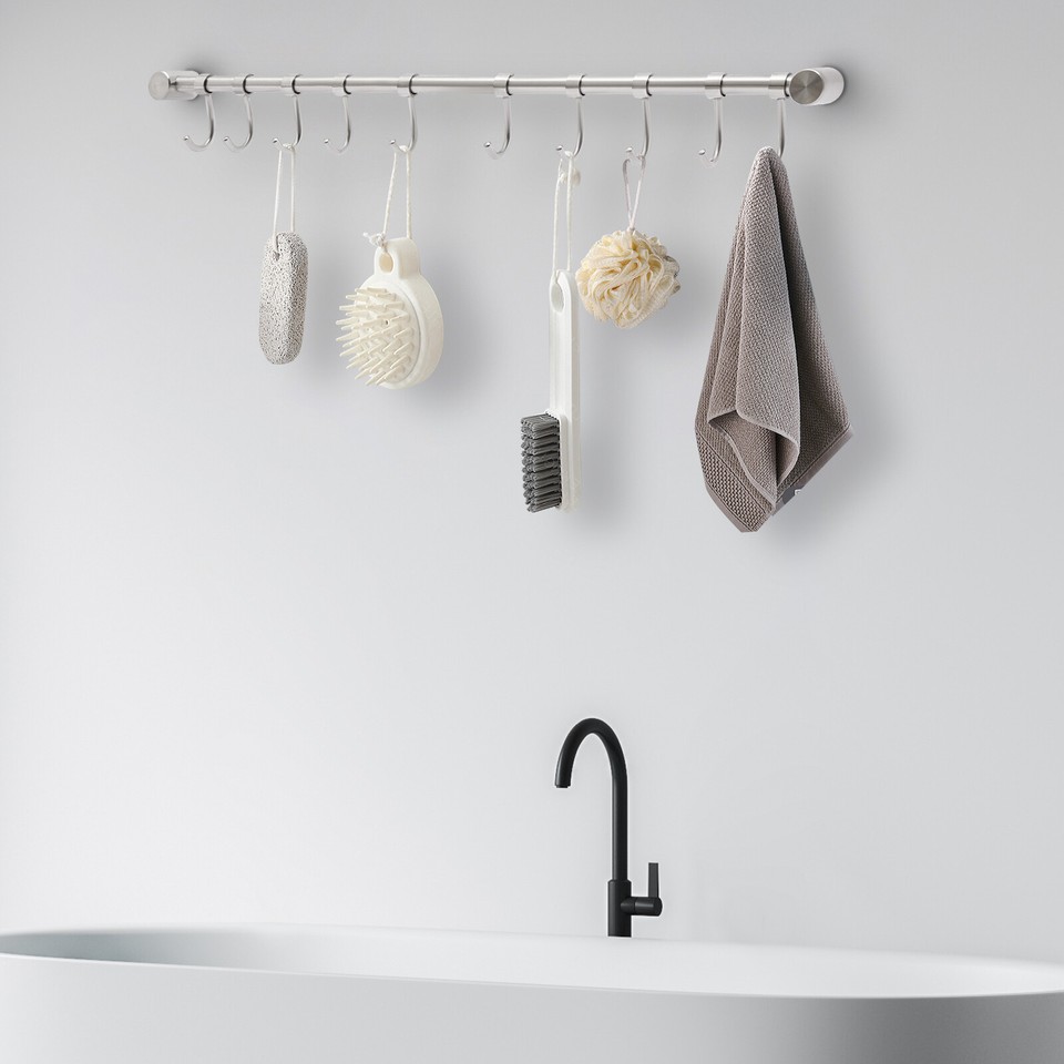 20 Inch Utensil Rack Kitchen Hanging Rack Hanging Rail Rod With 10 ...