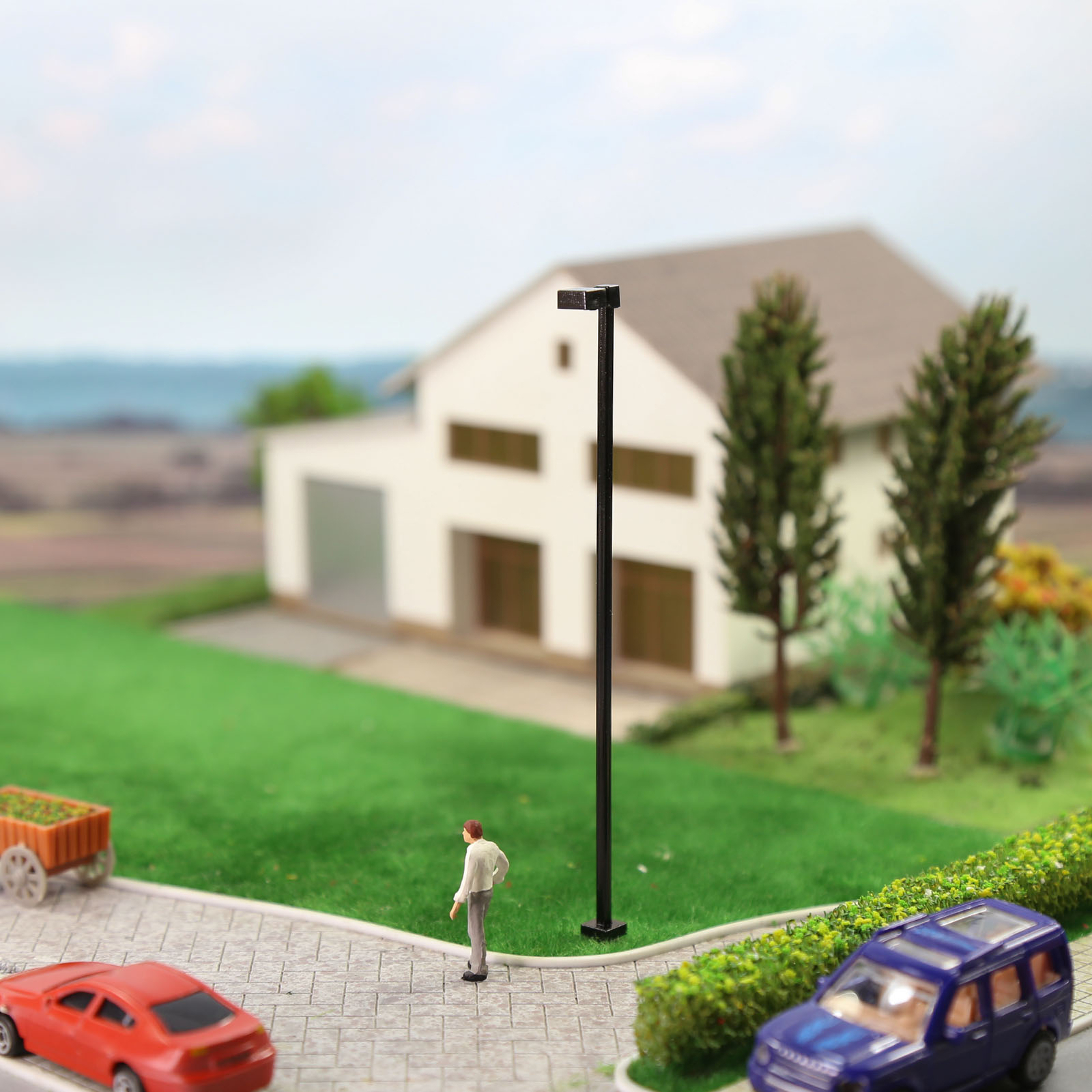 Evemodel 10pcs OO HO Scale Metal Lamp White LED Street Light 10.6cm ...