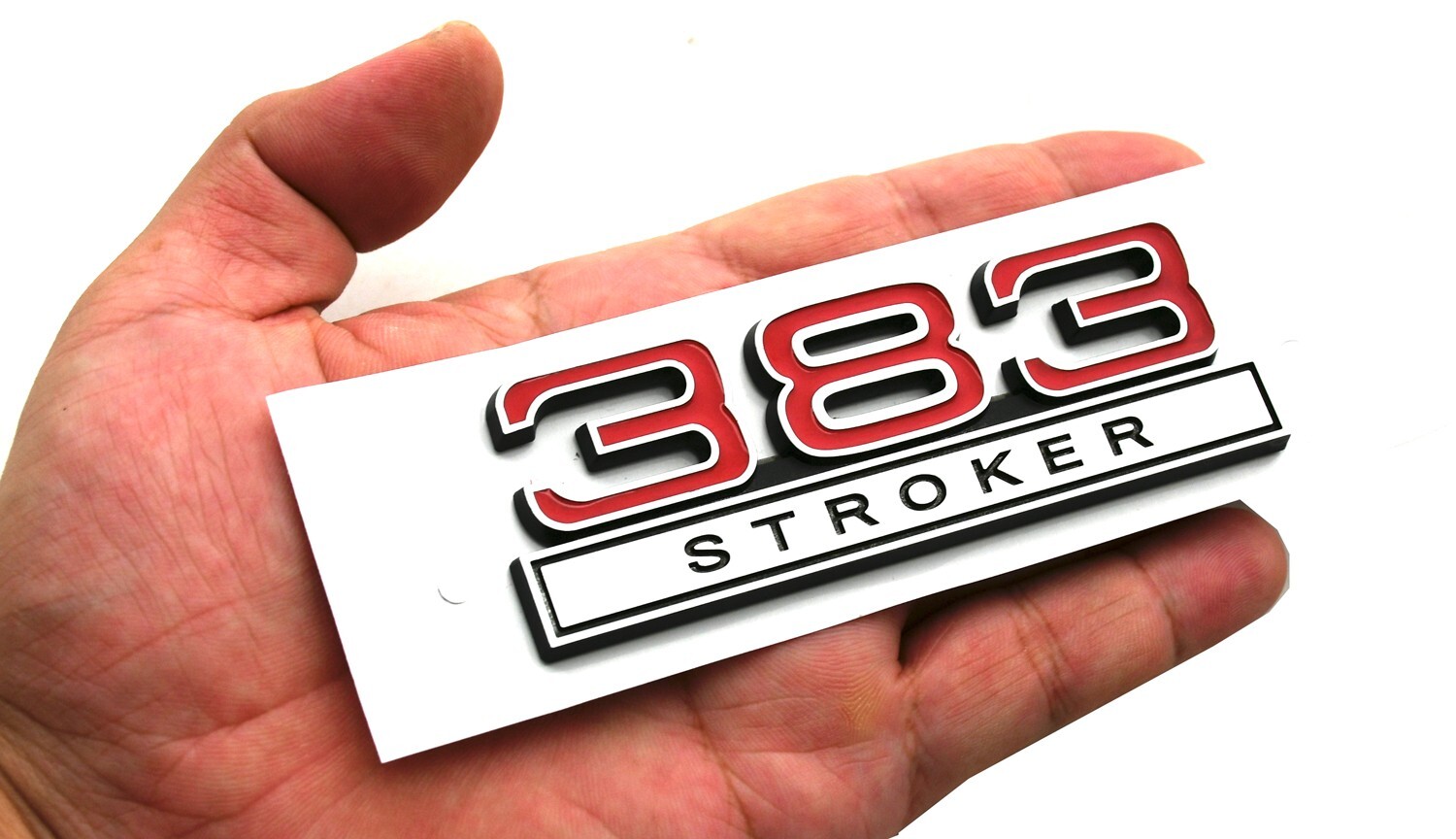 1pc 383 Stroker 6.3L Engine Emblems Badge 3D Decals Chrome Red | eBay