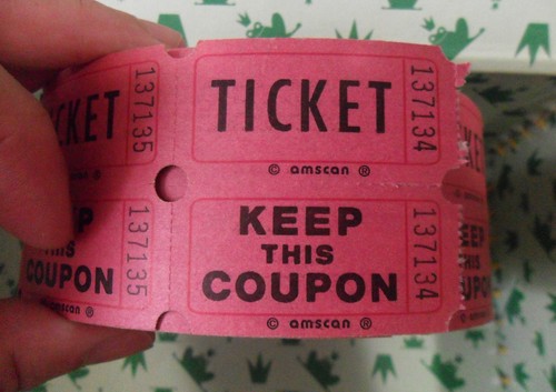 Pink / Red Double TICKET Keep This Coupon ROLL, Amscan, Almost Complete ...