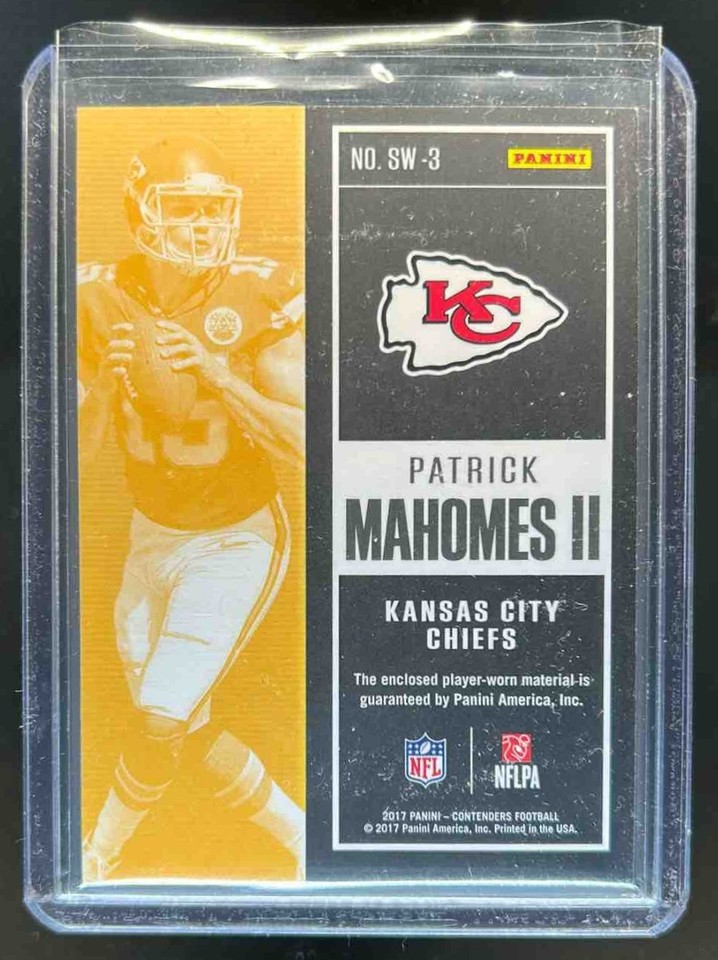 2017 Contenders Patrick Mahomes II Rookie Ticket Jersey RC #SW-3 Chiefs ...