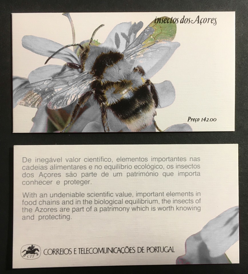 Insects MNH Strip of 4 Stamps in Complete Booklet 1984 Azores Portugal ...