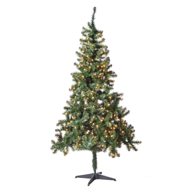 Holiday Time Madison Pine Pre Lighted Christmas Tree 6.5 Feet - Green ...