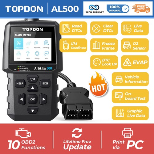 TOPDON AL500 OBD2 Scanner Code Reader Car Engine Diagnostic Scan Tool ...