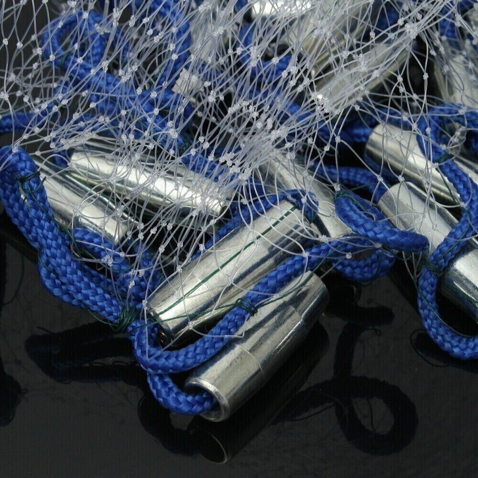 8FT Fishing Cast Net Bait Easy Throw Hand Cast Strong Nylon Mesh US New ...