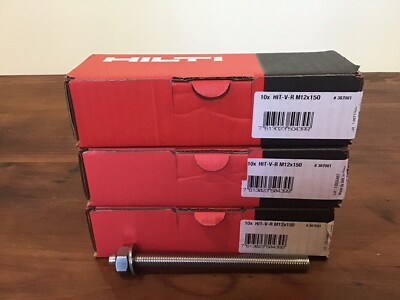 Hilti HIT-V-R M12 x 150mm Stainless Steel Injection Anchor Bolt. Qty 30 ...