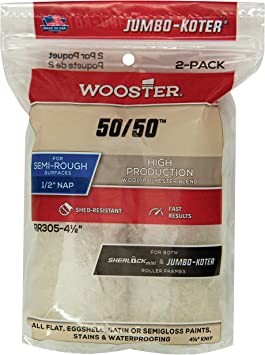 Wooster Genuine 4.5" Jumbo-Koter 50/50 1/2" Nap 2-Pack Roller Cover ...