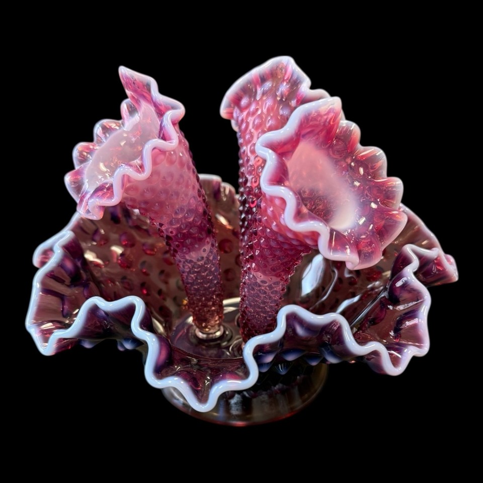 Fenton Plum Opalescent Hobnail Epergne | eBay