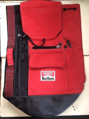 Vintage Marlboro Unlimited Large Red Duffel Travel Hiking Shoulder Bag ...