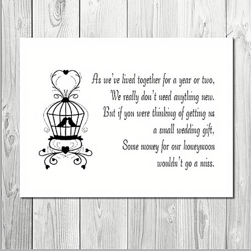 10 x WEDDING MONEY REQUEST POEM / GIFT POEM CARDS / HONEYMOON WISH POEM ...
