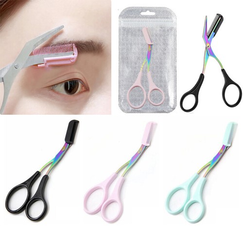 3PCS Scissors Mustache Eyebrows Eyelashes Trimmer Razor Facial Hair ...