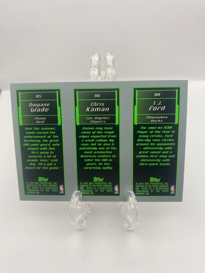 03-04 Topps Rookie Matrix T.J. Ford/Chris Kaman/Dwyane Wade Rookie Card ...