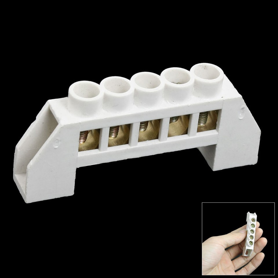 Single Row 5 Position Screw Terminal Block Cable Connector White | eBay