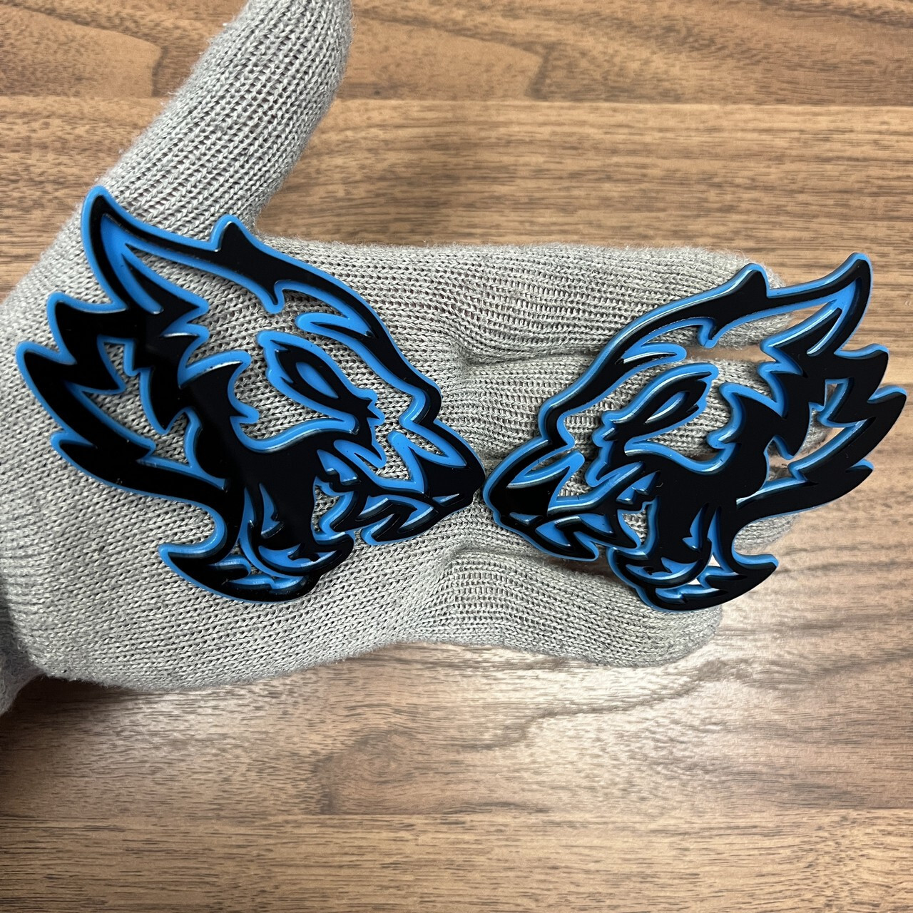 Coyote Wolf Badges Emblem Light Blue Premium,(2) Badges, Fender Angry ...