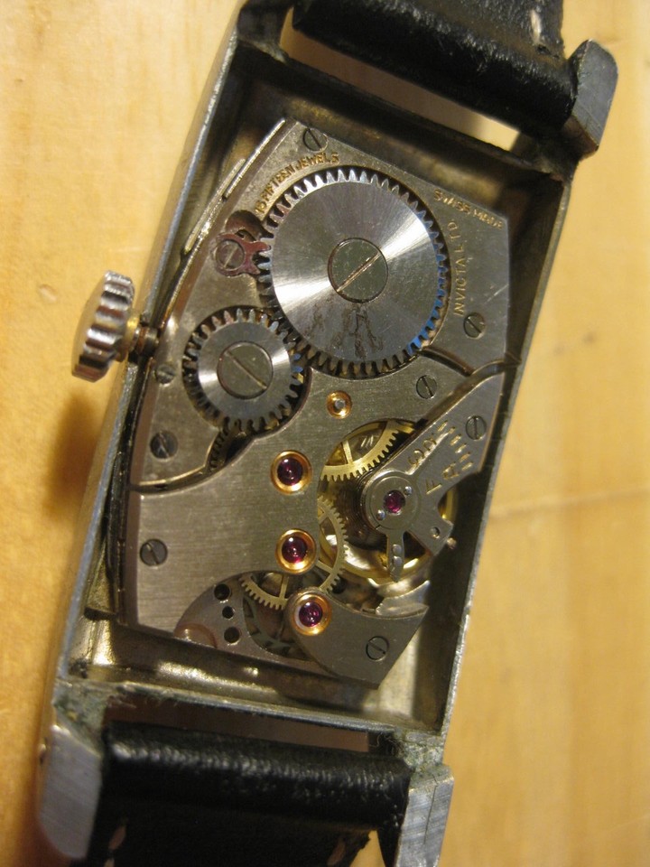 RARE INVICTA LARGE ART DECO 1920'S CARTIER TANK STYLE VINTAGE MENS ...