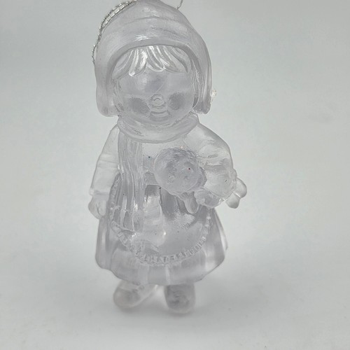 Vintage Clear Plastic Girl with Bouquet Christmas Ornament Figurine | eBay