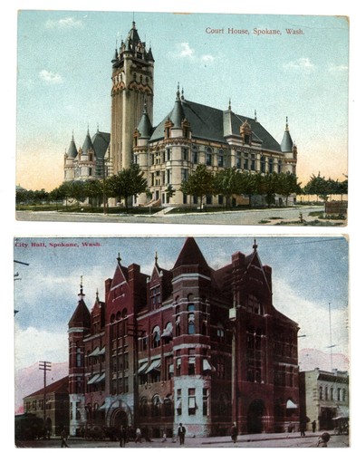 LOT OF 2 Spokane Washington City Hall and Court House c1910 vintage ...