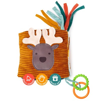 2-in-1 Soft Baby Activity Book | Crinkle Cloth Book with Mirror ...