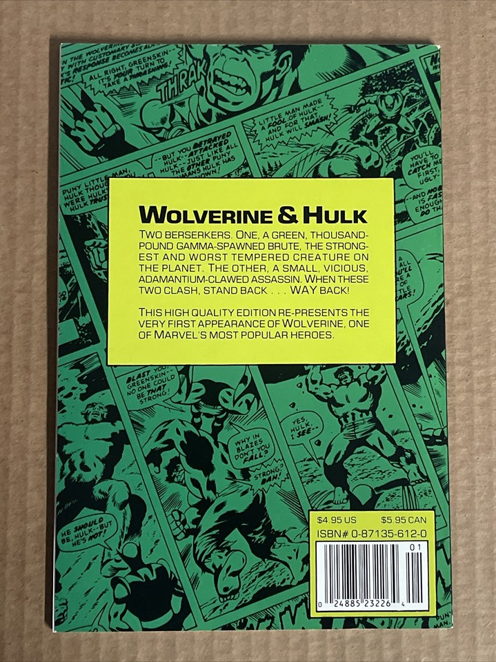 WOLVERINE BATTLES INCREDIBLE HULK #1 MARVEL COMICS (1989) REPRINTS HULK ...