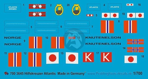 Peddinghaus 1/700 Kriegsmarine Atlantis German Merchant Raider Markings ...
