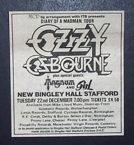 Ozzy Osbourne Diary Of A Madman Tour w/ Randy Rhoads 1981 Mini Poster ...