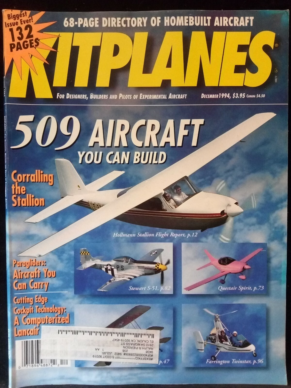 KitPlanes Aviation Magazine Issue December 1994 | eBay