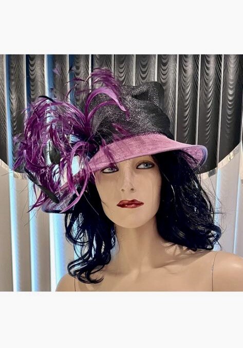 STUNNING WOMEN STRAW HAT BY EMMA.B FROM ENGLAND MAUVE… - Gem