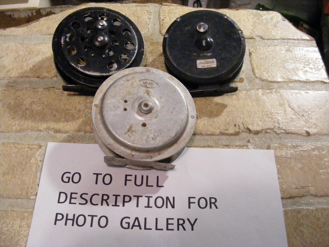 3 USED FLY REELS PFLUEGER SAL-TROUT 1554, EDWARDS NO. 40, SHAKESPEARE ...