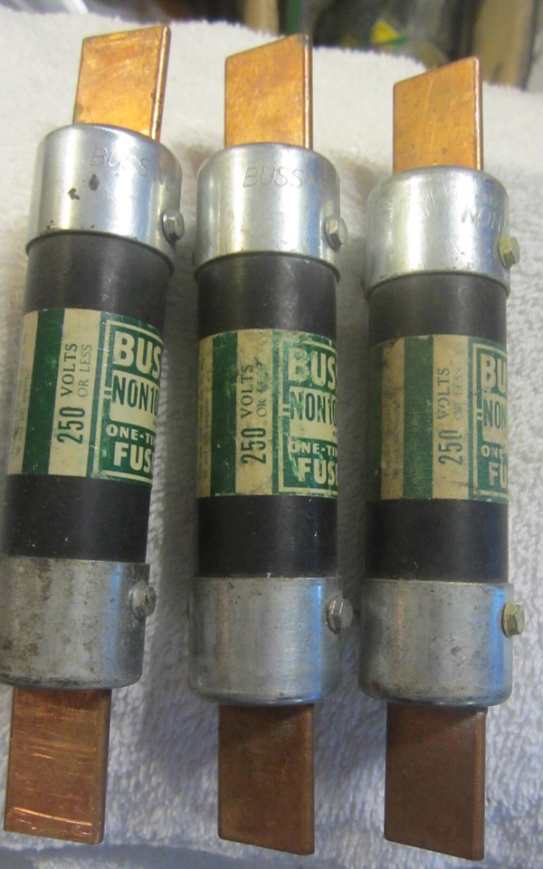 3 - BUSS NON100 ONE TIME FUSE NON 100 250 VOLT 100 AMP,tested good IBEW ...