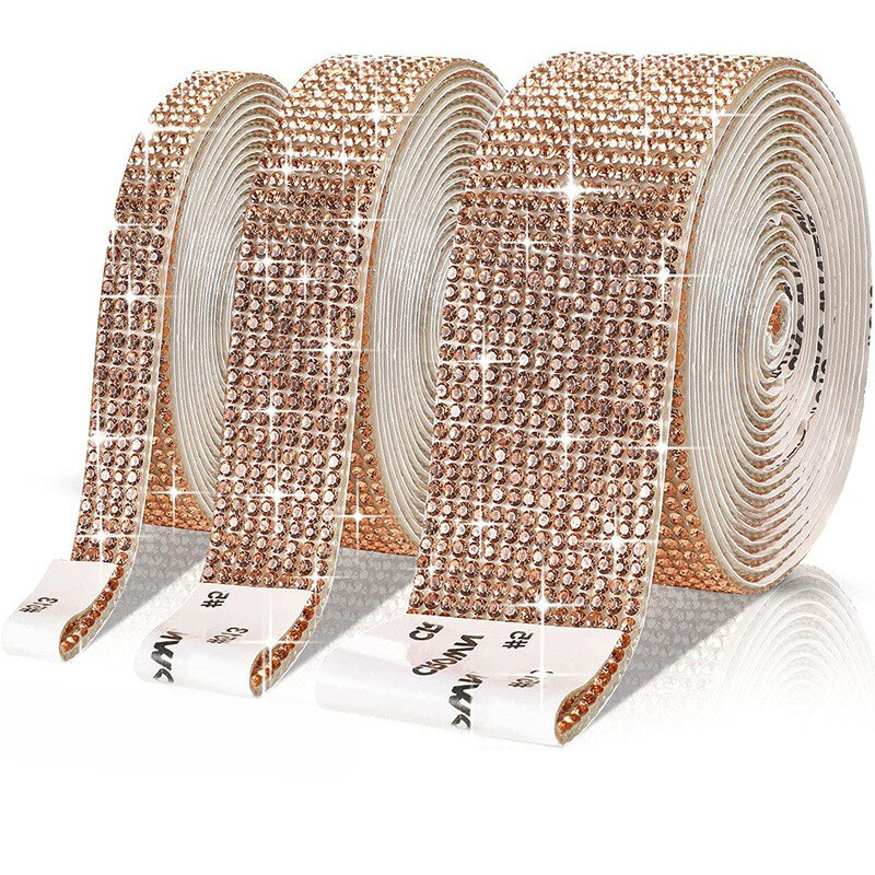 5X Self-Adhesive Rhinestone Tape Crystal Sticker Diamond Ribbon for Bag ...