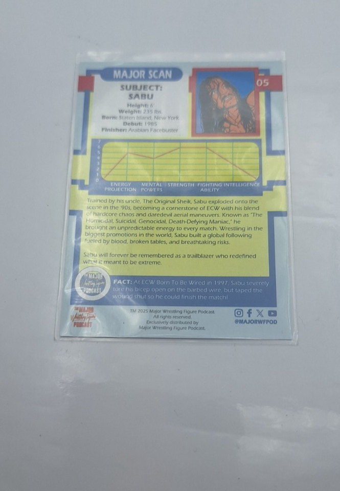 2025 Sabu Major Wrestling Figure Podcast Trading Card ECW | eBay