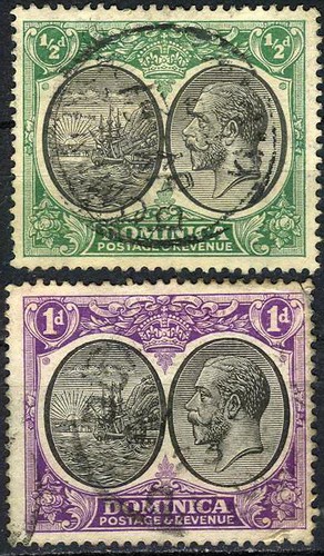 Dominica 1923 King George Used (SC# 65-66) | eBay