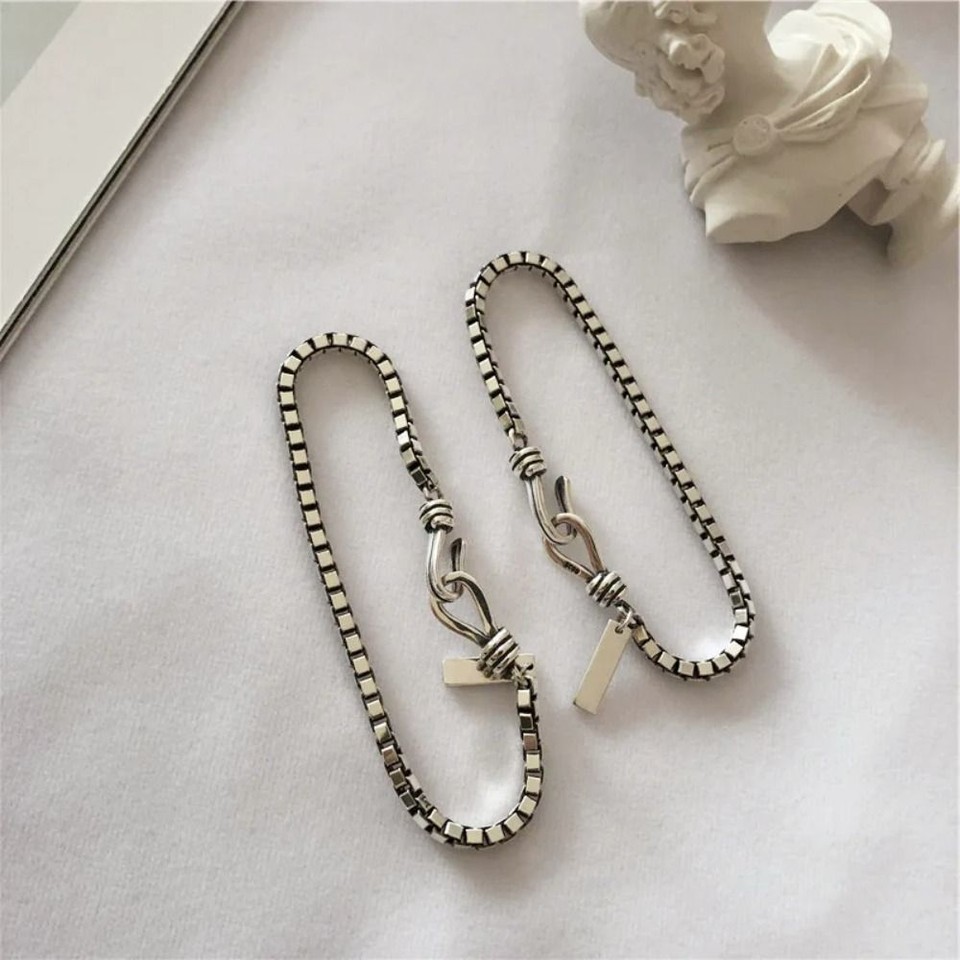 Simple Simple Bracelet 925 Sterling Silver Vintage Chunky Box Chain ...